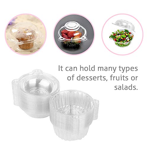 Cupcake Holders Individual,50 PC Cupcake Containers Disposable Clear Plastic Single Muffin Dome Holders Cases Individual Cupcake Boxes Bulk (white, 50 pcs)