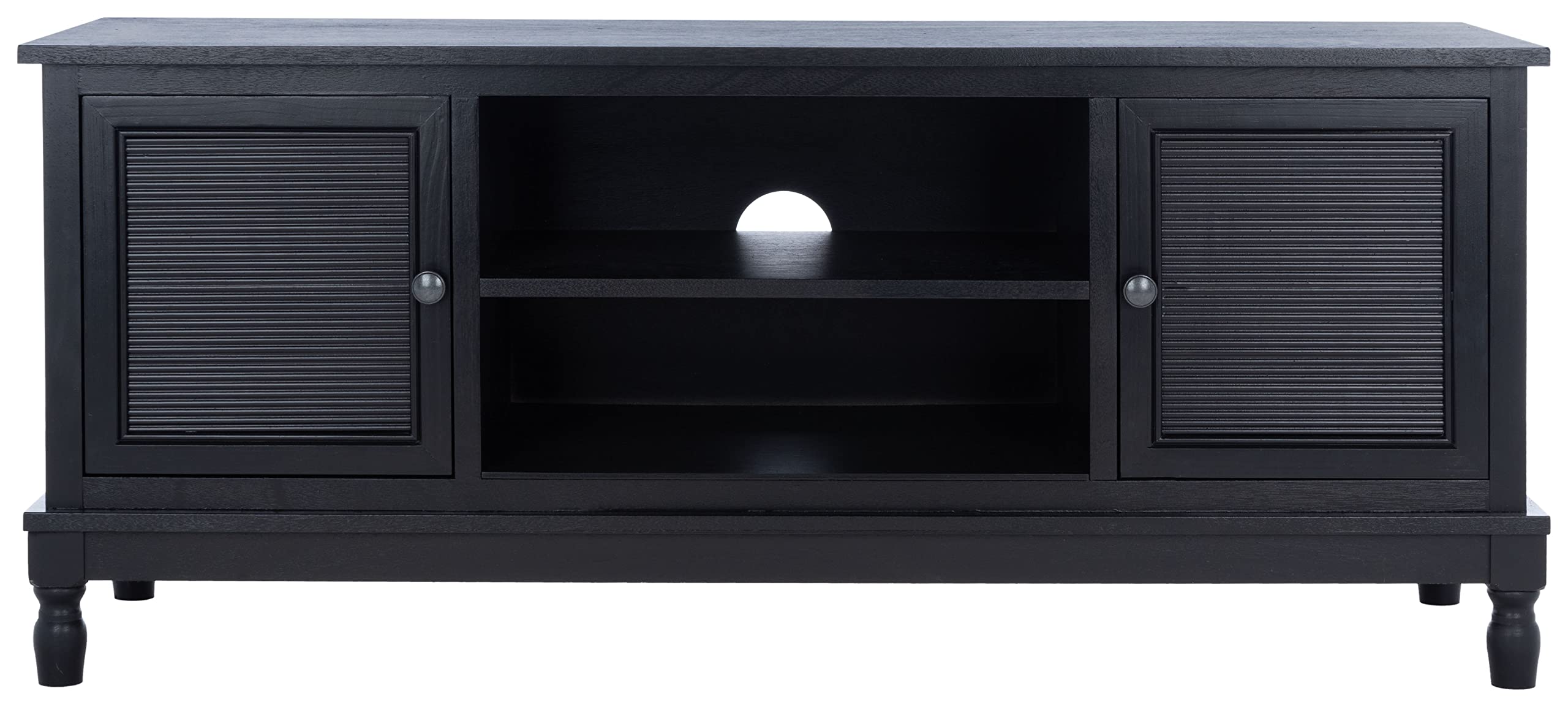 SAFAVIEH Home Collection Ryder Black 2-Door 1-Shelf Entertainment Stand up to 55" Flatscreen TV Media Unit