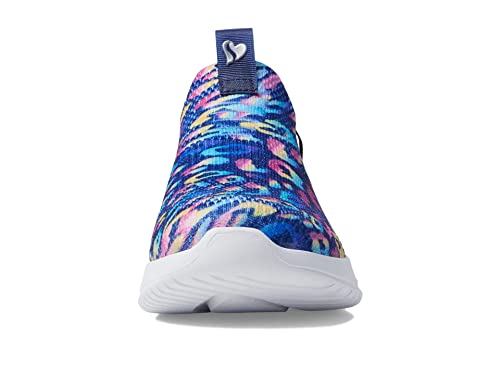 Skechers Kids Girls Ultra Flex 3.0-Safari Shine Sneaker, Navy/Multi, 3.5 Big Kid