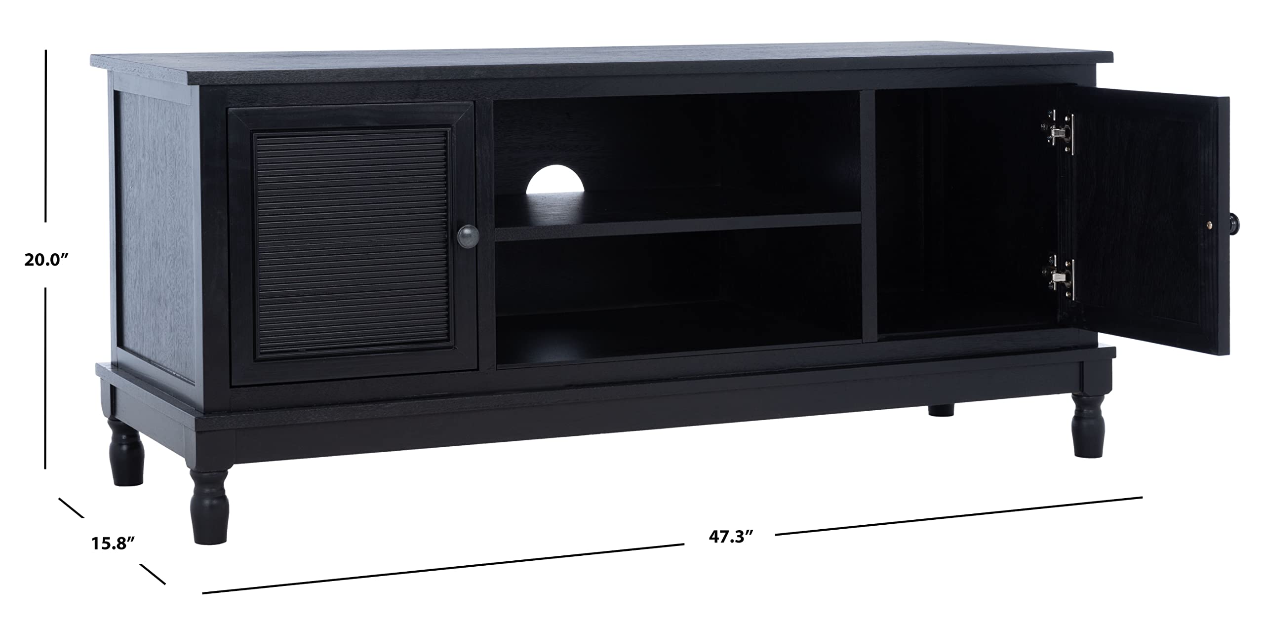 SAFAVIEH Home Collection Ryder Black 2-Door 1-Shelf Entertainment Stand up to 55" Flatscreen TV Media Unit