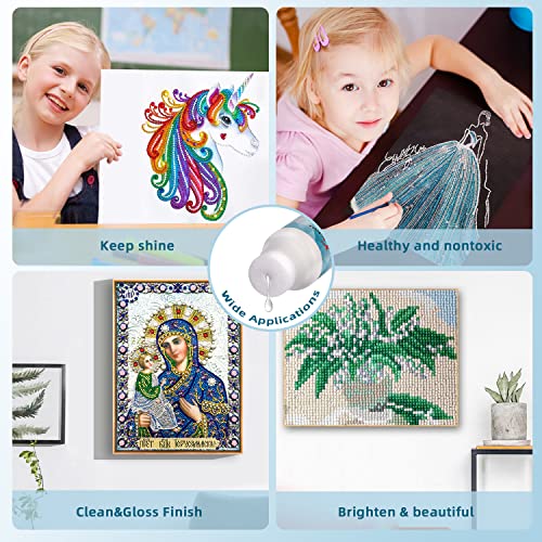 Diamond Painting Sealer 2 Pack 240ML 5D Diamond Painting Glue Sealer Permanent Hold & Shine Effect Diamond Painting Accessories Glue for Diamond Painting, Puzzles and DIY Craft (4 OZ Each Bottle)