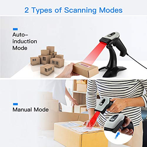 Eyoyo Wireless 2D QR Barcode Scanner with Stand, Bluetooth & 2.4G Wireless & USB Wired Handheld Barcode Reader with 1D 2D Screen Scanning Auto Sensing Connect Smart Phone Tablet PC