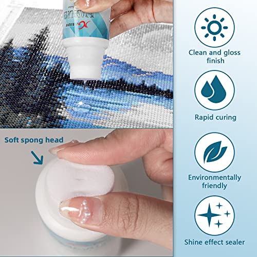 Diamond Painting Sealer 2 Pack 240ML 5D Diamond Painting Glue Sealer Permanent Hold & Shine Effect Diamond Painting Accessories Glue for Diamond Painting, Puzzles and DIY Craft (4 OZ Each Bottle)