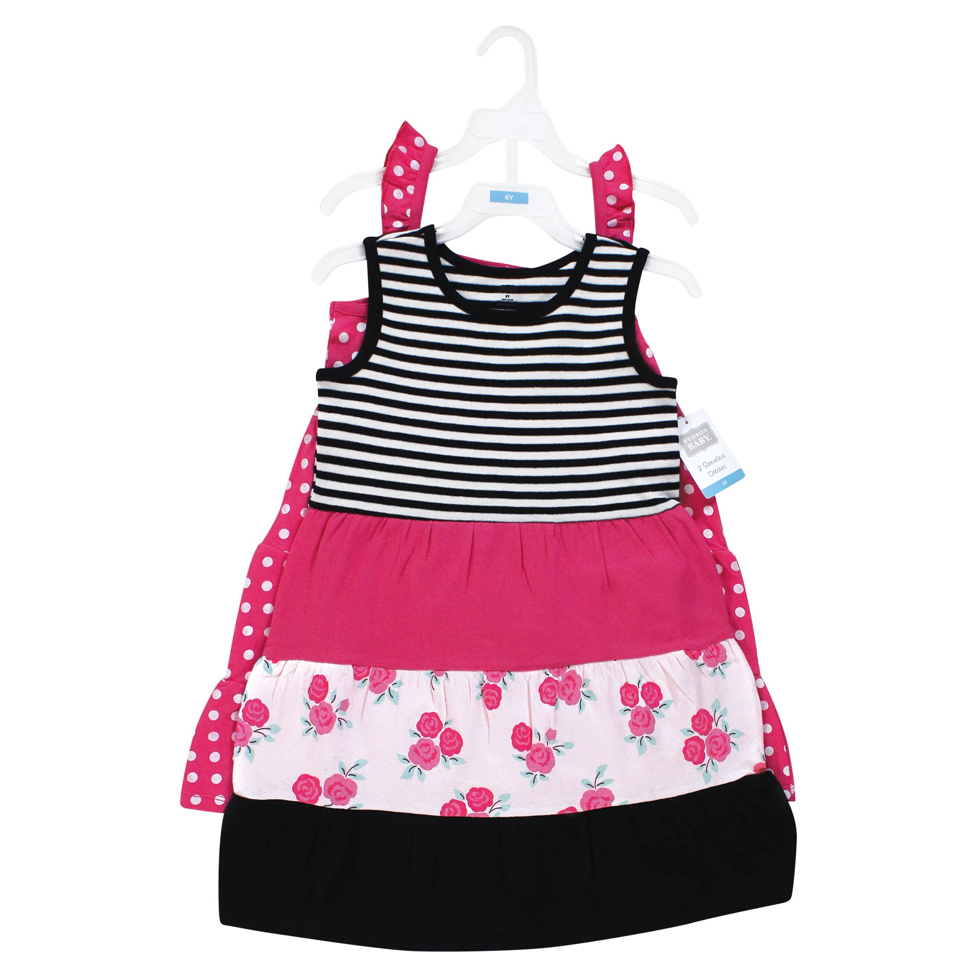 Hudson Baby Girls' Cotton Dresses, Pink Black Roses, 9-12 Months