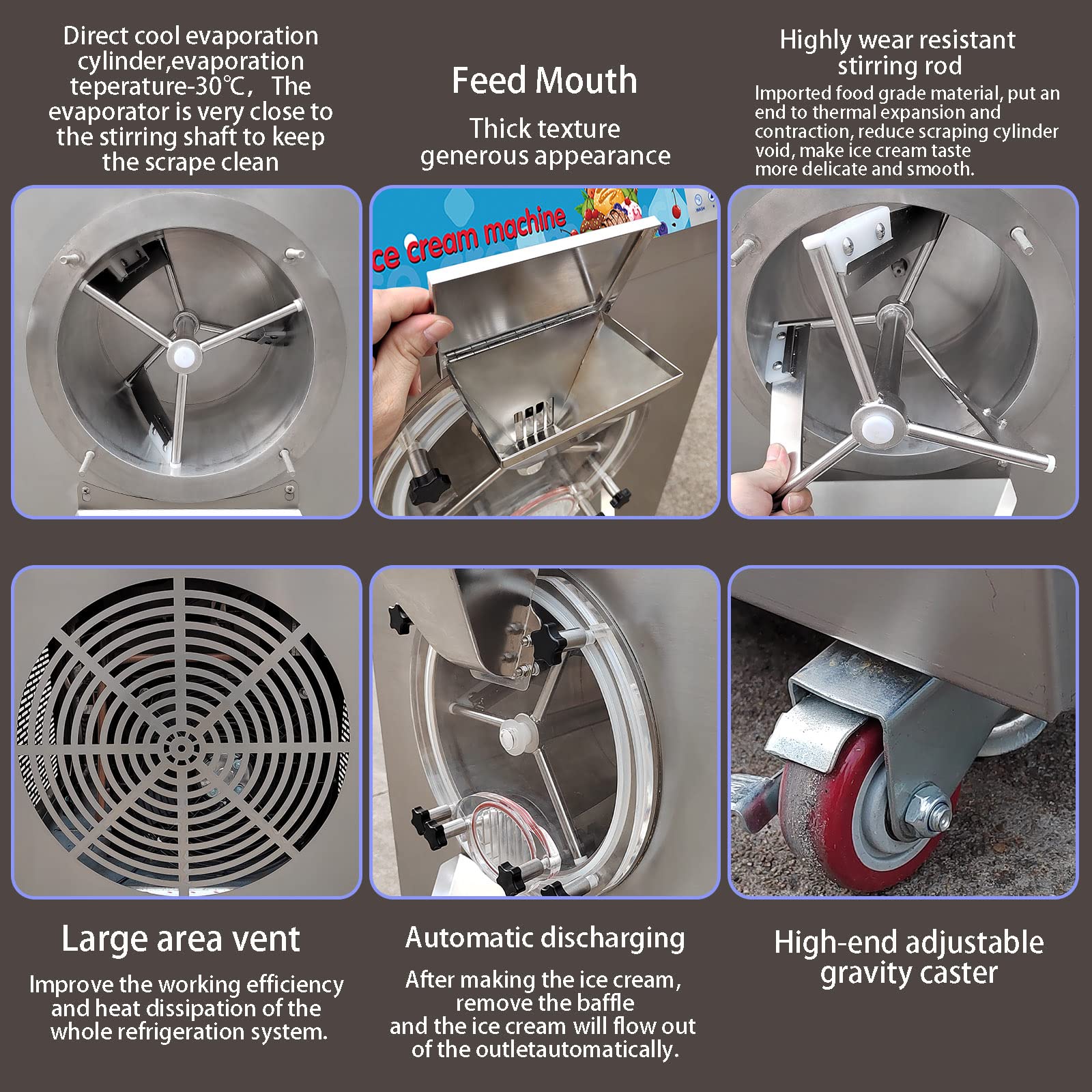 Mvckyi Commercial 40L/H Hard Ice Cream Machine, Fast Cooling Ice Cream Sorbet Making Machine, Stainless Steel Gelato Maker Machine Italian Gelato Batch Freezer for Restaurant Kitchen Equipment