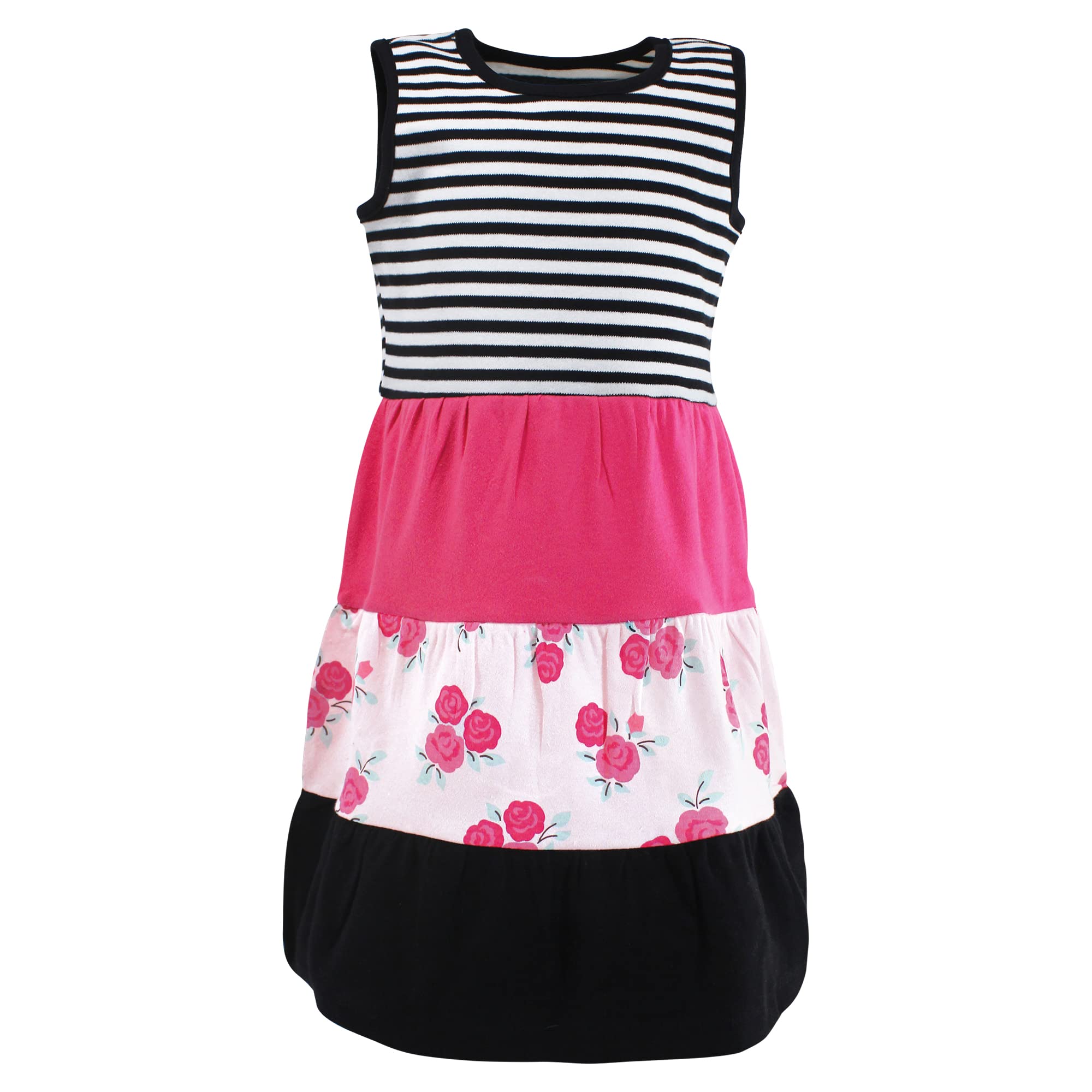 Hudson Baby Girls' Cotton Dresses, Pink Black Roses, 9-12 Months
