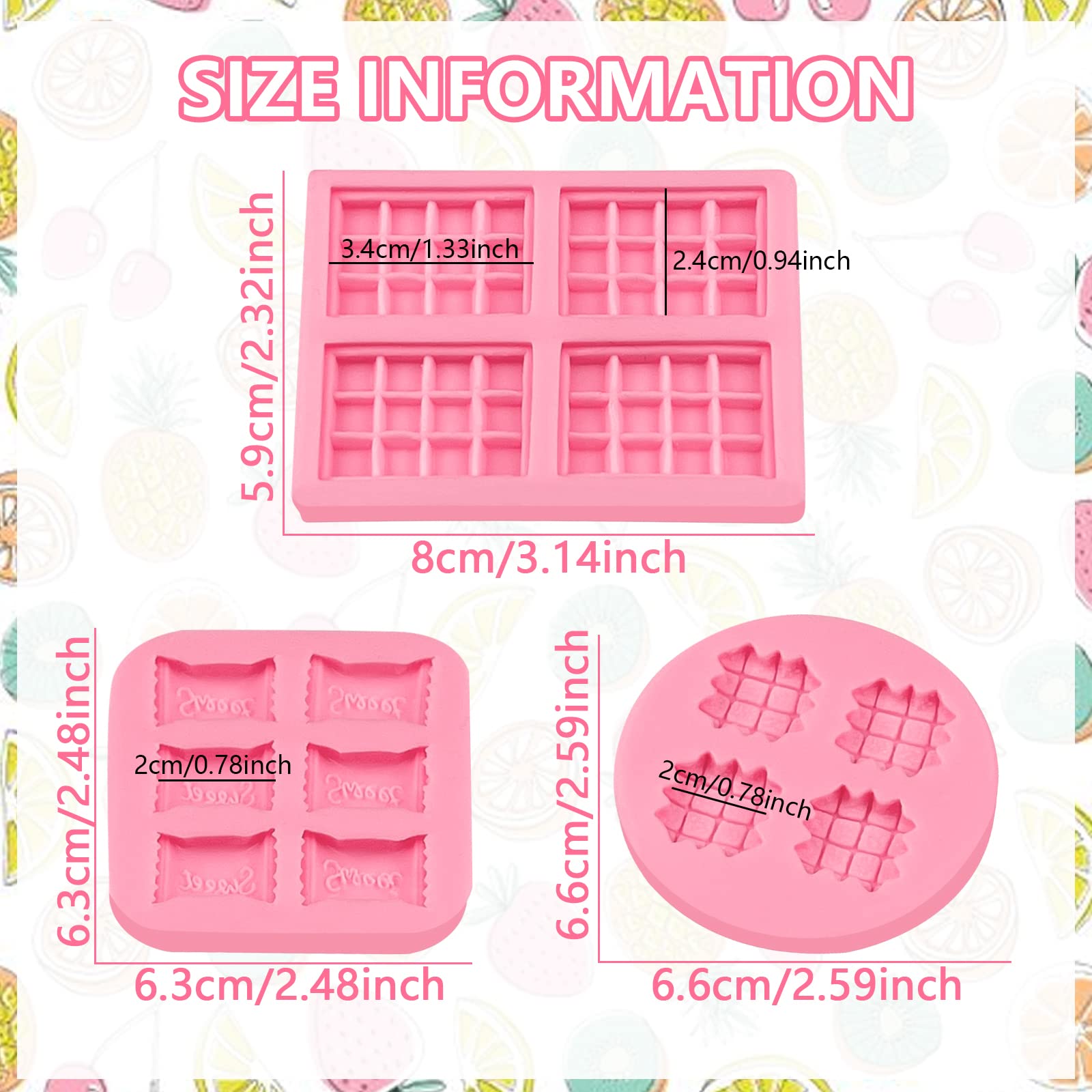 Chocolate Silicone Molds, Waffle Cookie Cake Decorating Fondant Molds 3 Pcs, Candy Mousse Butter Molds, DIY Resin, Clay Molds for Baby Showers, Birthdays, Thanksgiving, Easter, Valentine's Day
