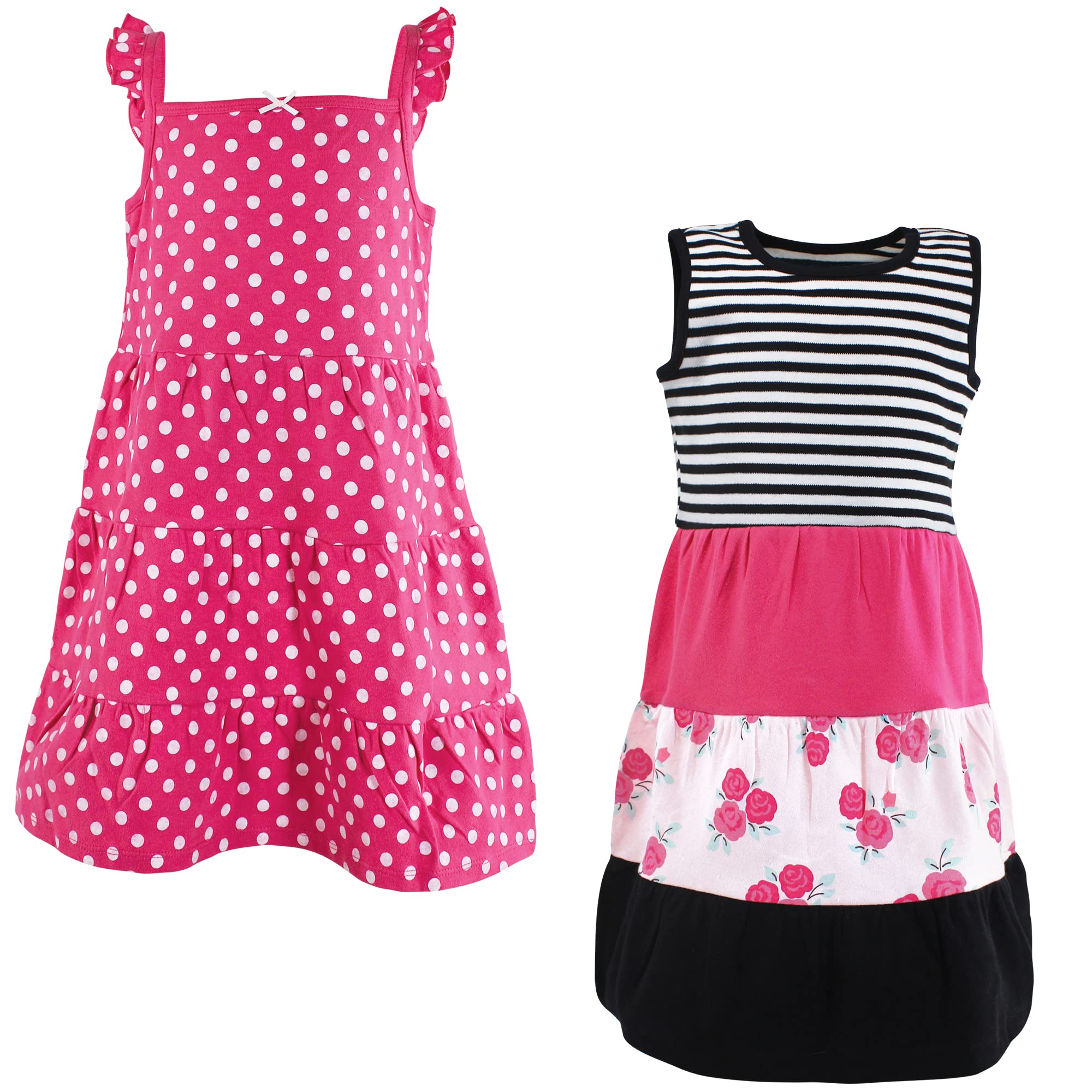 Hudson Baby Girls' Cotton Dresses, Pink Black Roses, 9-12 Months