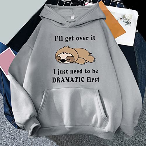 IHGFTRTH Womens Cute Sweatshirts Print Long Sleeve Hoodie Pullover Tops Women,return pallets, under $25,prime,under 25 dollar items Grey
