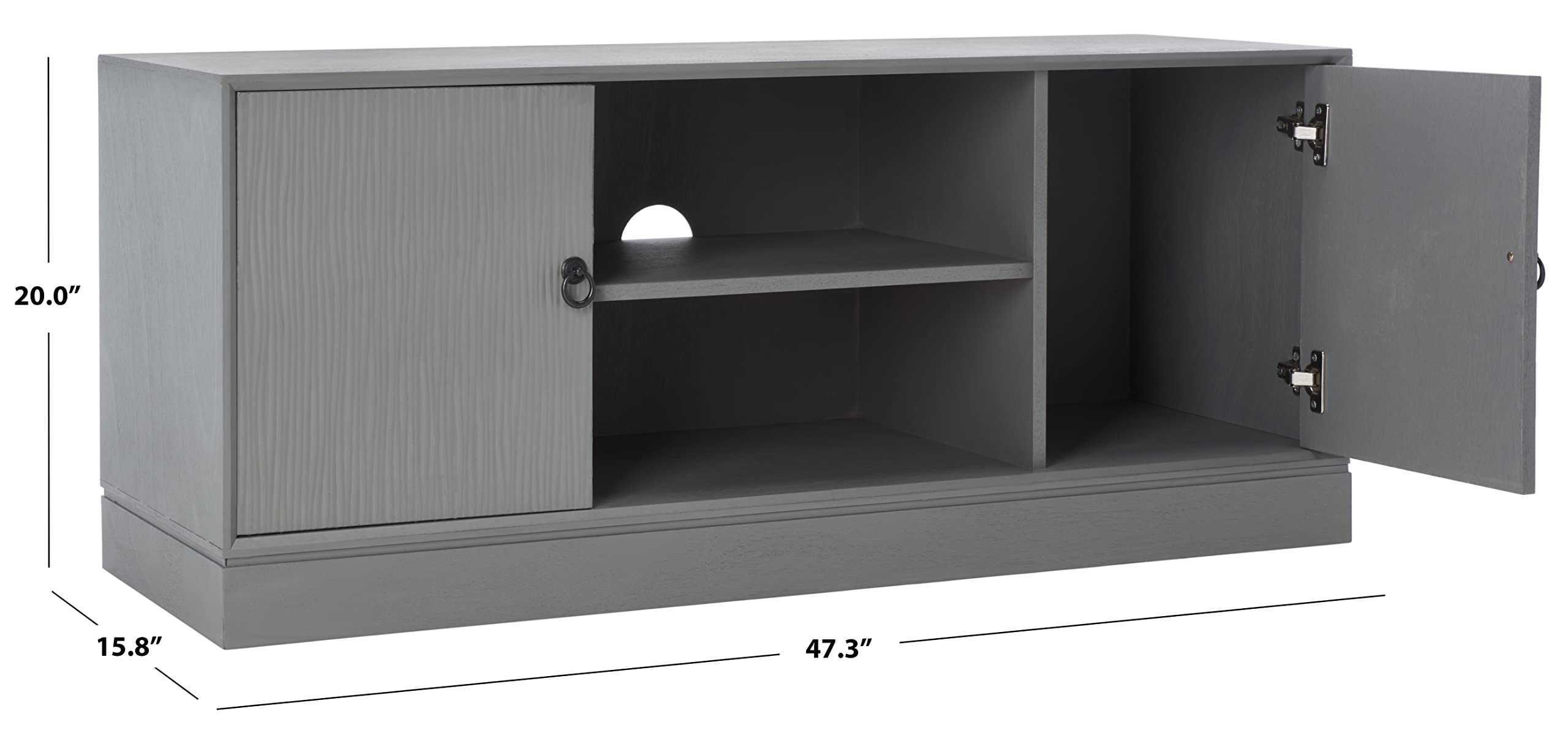 SAFAVIEH Home Collection Aliyah Distressed Grey 2-Door 1-Shelf Entertainment Media Stand up to 55" Flatscreen TV