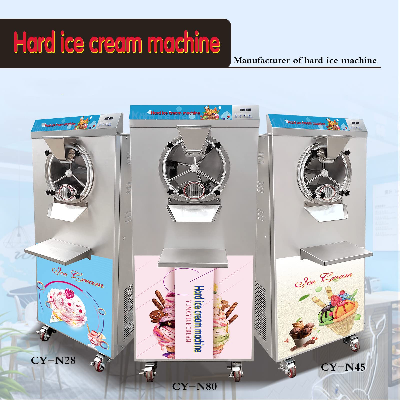 Mvckyi Commercial 40L/H Hard Ice Cream Machine, Fast Cooling Ice Cream Sorbet Making Machine, Stainless Steel Gelato Maker Machine Italian Gelato Batch Freezer for Restaurant Kitchen Equipment