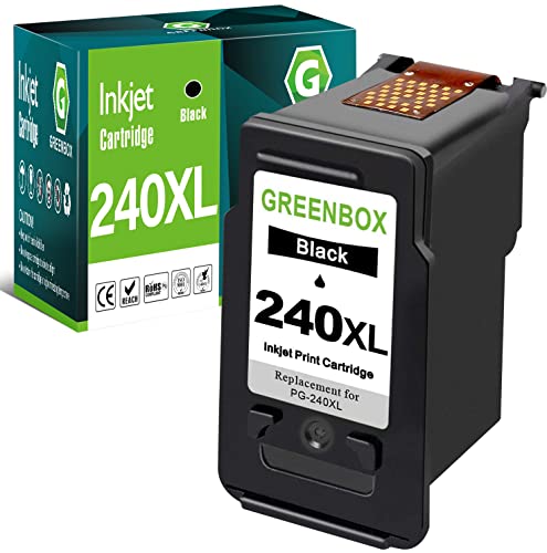GREENBOX Remanufactured 240XL Black Ink Cartridge Replacement for Canon PG-240XL 240 XL for Canon PIXMA MG3620 TS5120 MX532 MX472 MX452 MG3522 MG2120 MG3520 MG3220 Printer (1 Black)