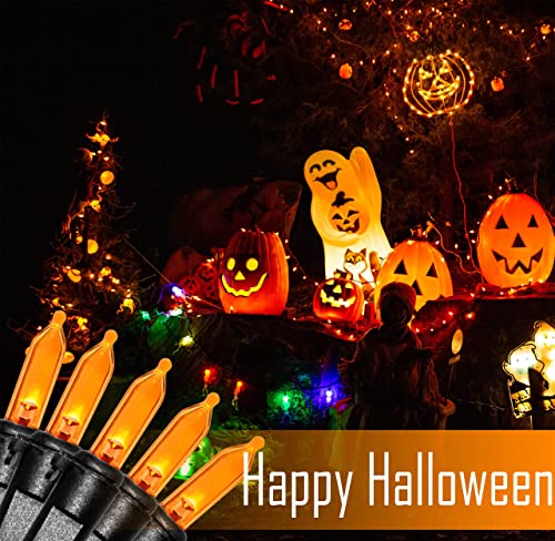 Orange LED Halloween String Lights 100 Outdoor Indoor Mini Christmas Tree Lights Set 26.9 Ft Black Wire Halloween Harvest Fall Lighting Holiday Décor Decorations
