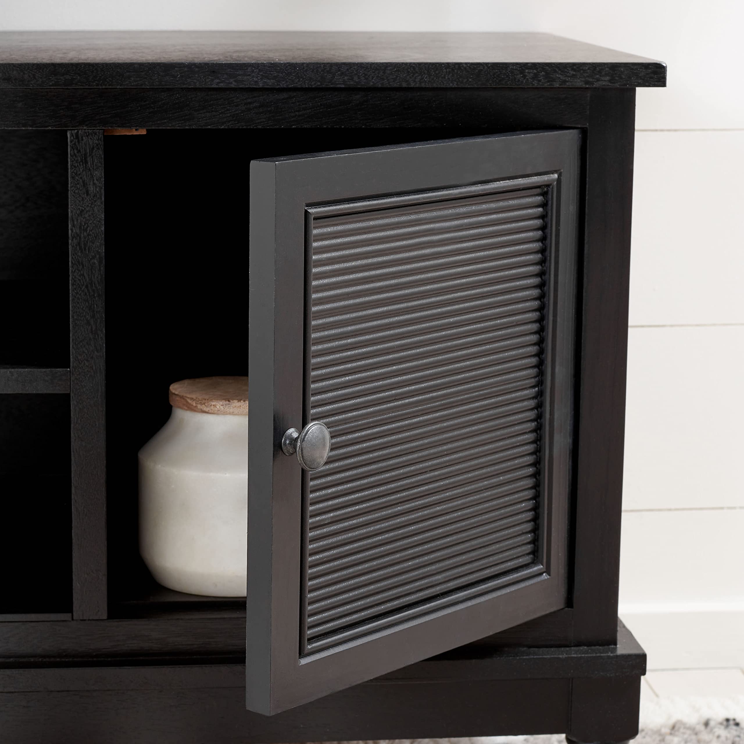 SAFAVIEH Home Collection Ryder Black 2-Door 1-Shelf Entertainment Stand up to 55" Flatscreen TV Media Unit