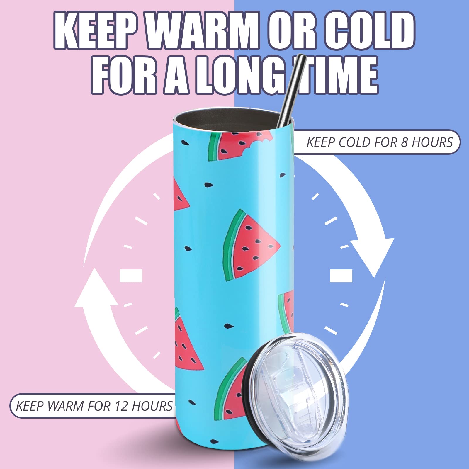 HTVRONT 8 Pack Sublimation Tumblers - Sublimation Blanks Tumbler 20 OZ Skinny - Stainless Steel Sublimation Tumblers with Box, Paper and Straw