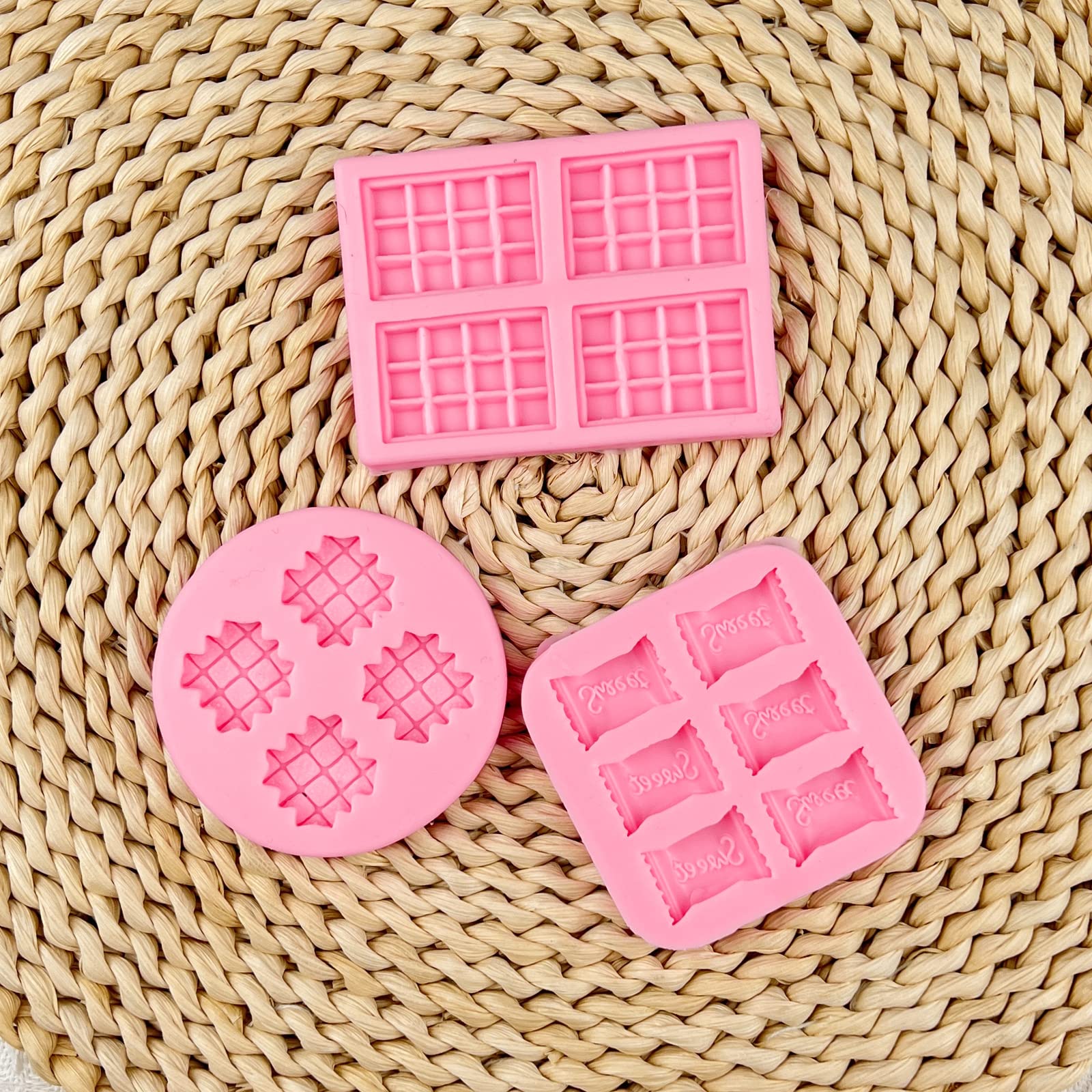 Chocolate Silicone Molds, Waffle Cookie Cake Decorating Fondant Molds 3 Pcs, Candy Mousse Butter Molds, DIY Resin, Clay Molds for Baby Showers, Birthdays, Thanksgiving, Easter, Valentine's Day