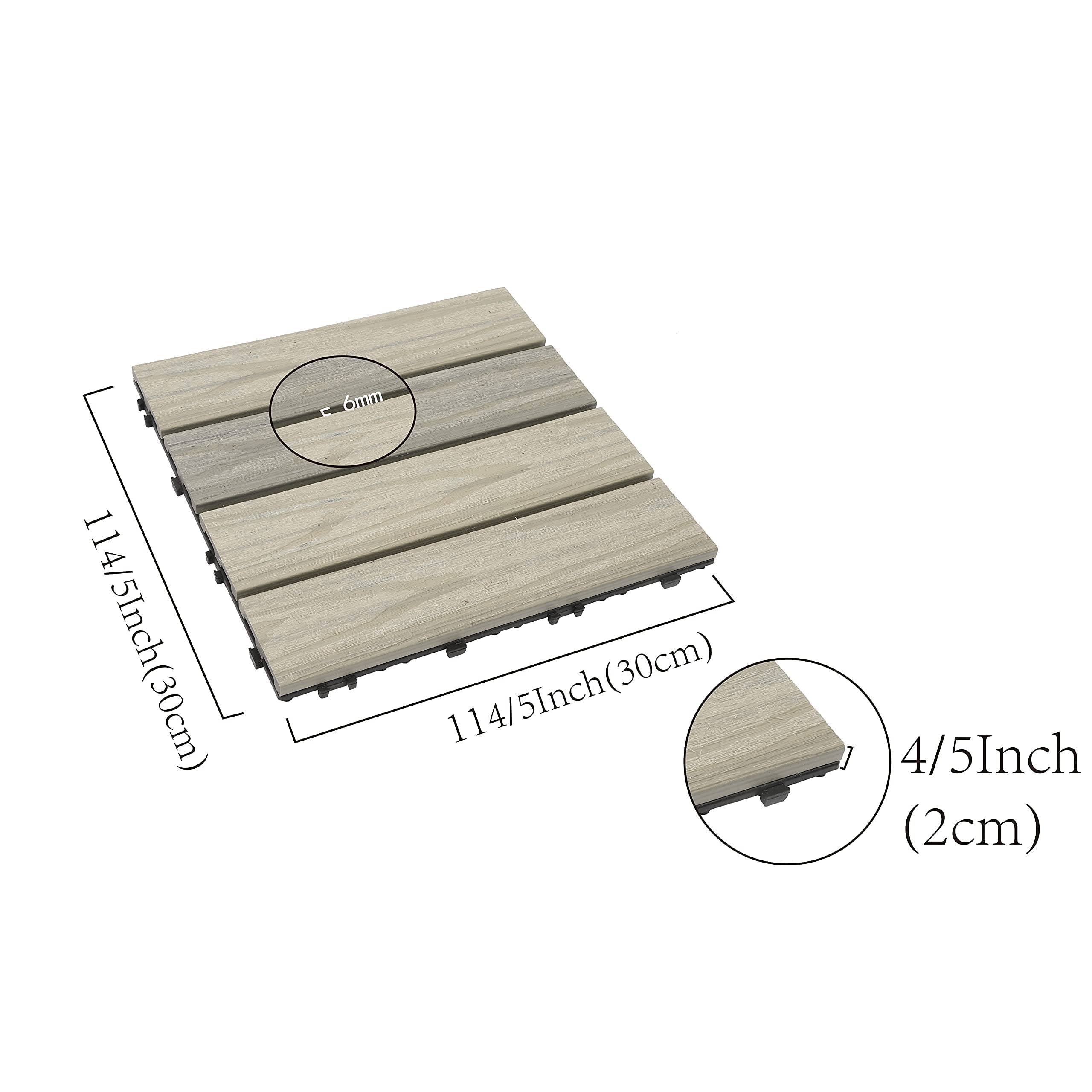 WPC Patio Deck Tiles,DIY Interlocking Decking Tiles, Floor Tile,Water Resistant Indoor Outdoor (9, 3D Organic White)