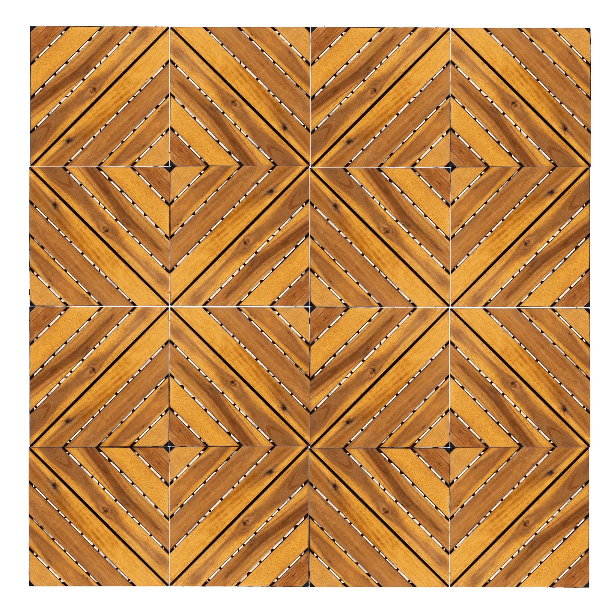 YAMAZING 12βx12β Solid Wood Interlocking Flooring Tiles (Pack of 9), Acacia Hardwood Deck Tiles,Floor Tiles for Both Indoor & Outdoor Use, Waterproof All Weather