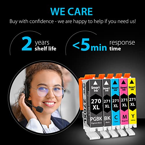 Smart Ink Compatible Ink Cartridge Replacement for Canon PGI 270 XL CLI 271 XL PGI-270XL CLI-271XL 5 Pack (PGBK & BK/C/M/Y) for PIXMA MG5720 MG5721 MG5722 MG6820 MG6821 MG6822 TS5020 TS6020