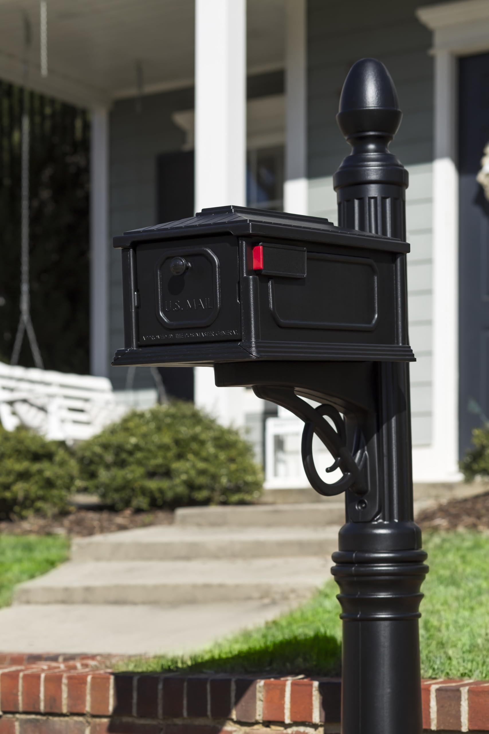 Architectural Mailboxes Stratford Plastic Mailbox and Post Kit, SC000BAM, Black, Medium Capacity