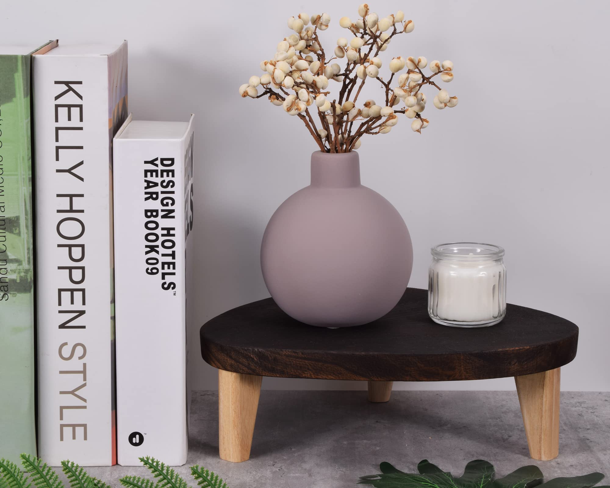 RiLiKar Wooden Risers for Display Decorative Coffee Bar Table Tray Bathroom Countertop Organizer Farmhouse Corner Soap Stand Rustic Wood Pedestal Stand Soap Dispenser Tray - Black
