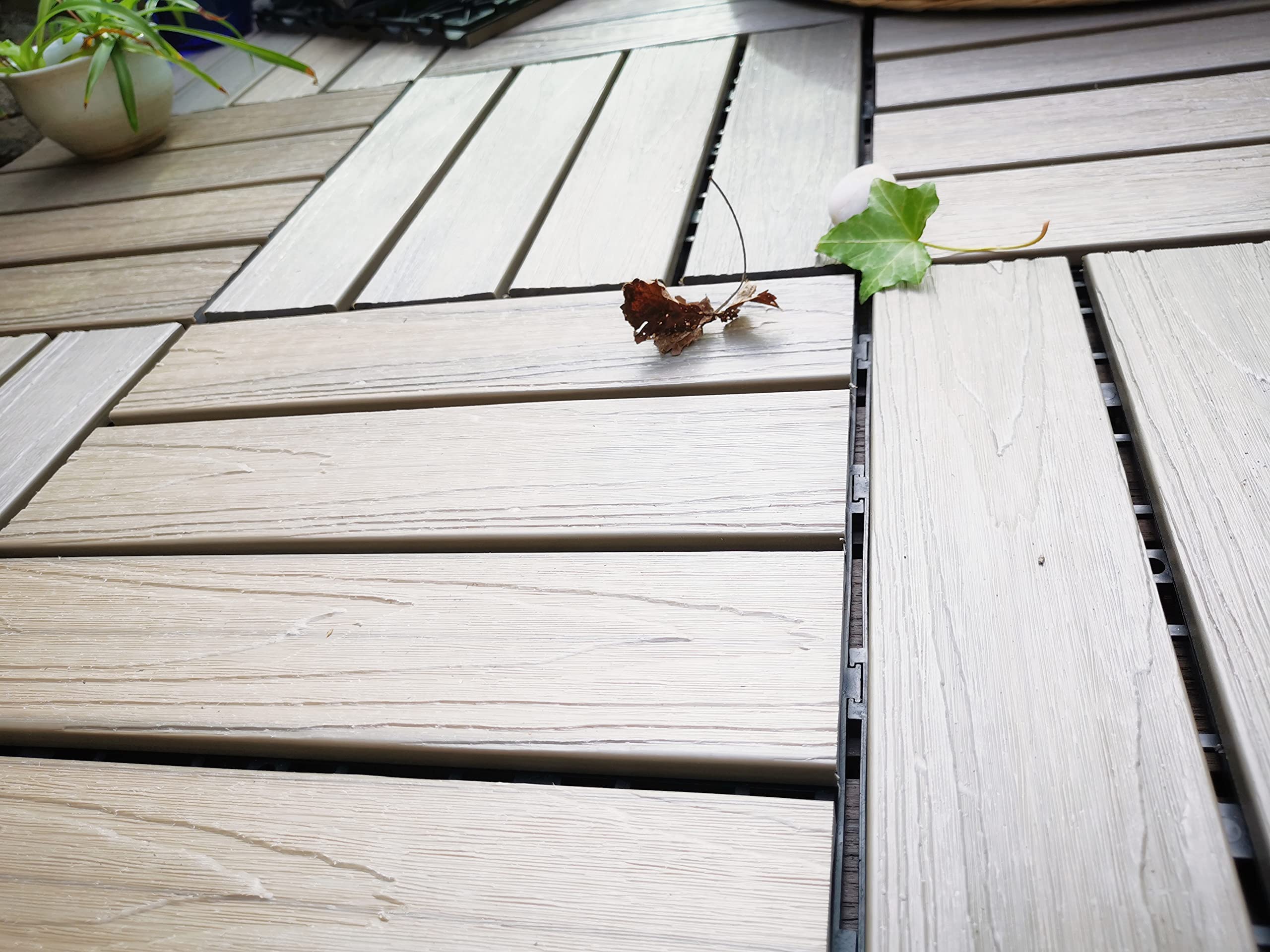 WPC Patio Deck Tiles,DIY Interlocking Decking Tiles, Floor Tile,Water Resistant Indoor Outdoor (9, 3D Organic White)