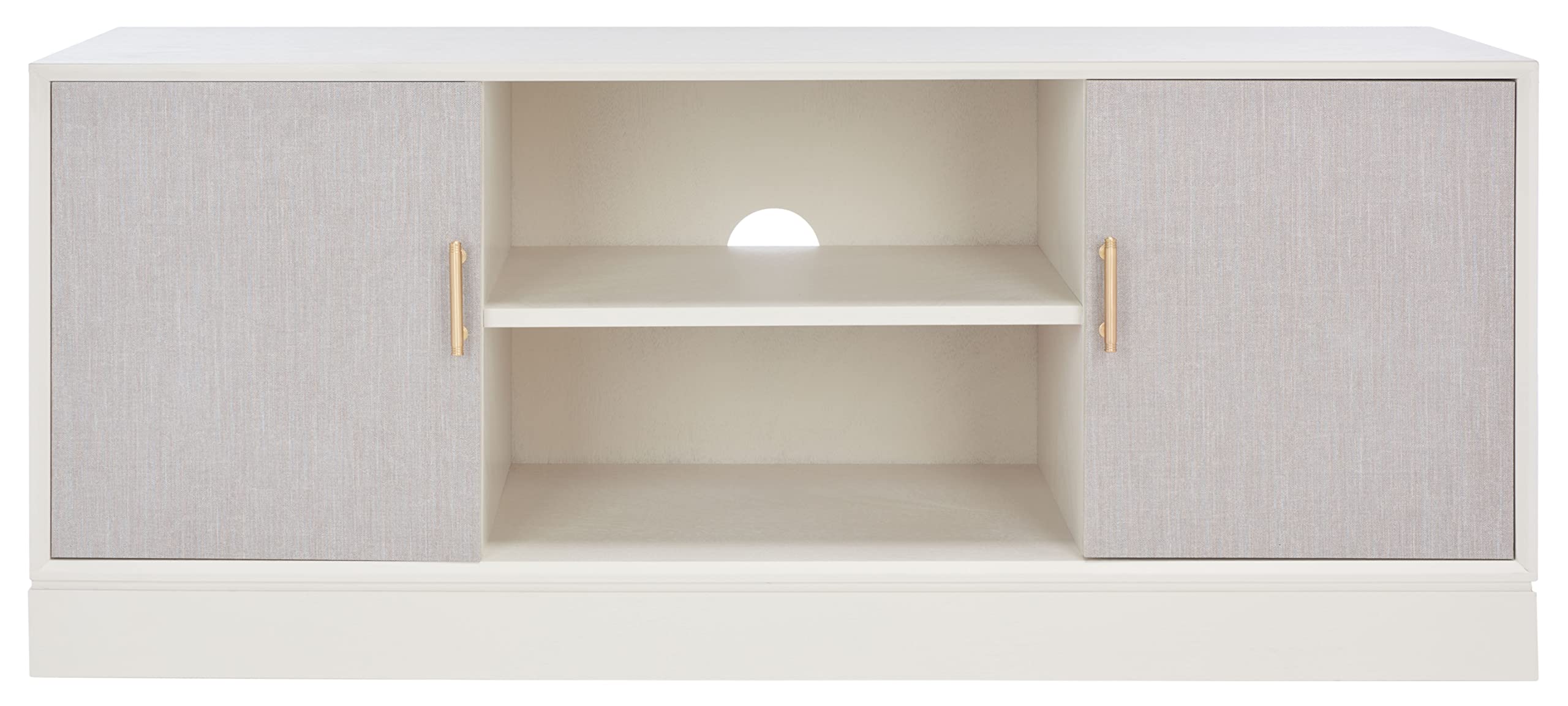SAFAVIEH Home Collection Estella White 2-Door 1-Shelf Entertainment Media Stand up to 55" Flatscreen TV