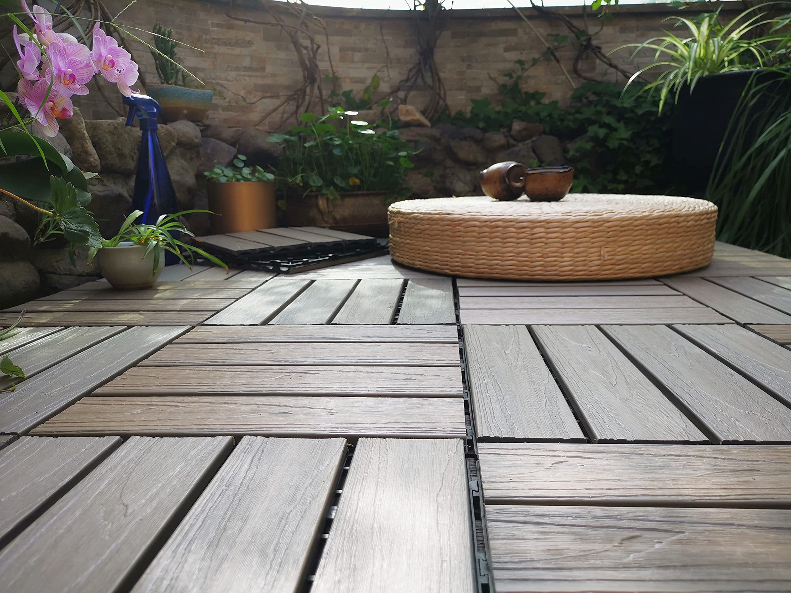 WPC Patio Deck Tiles,DIY Interlocking Decking Tiles, Floor Tile,Water Resistant Indoor Outdoor (9, 3D Organic White)