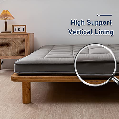 MAXYOYO Japanese Tatami Mattress - Roll Up Foldable Floor Bed for Adults & Guests, King Size, Dark Grey