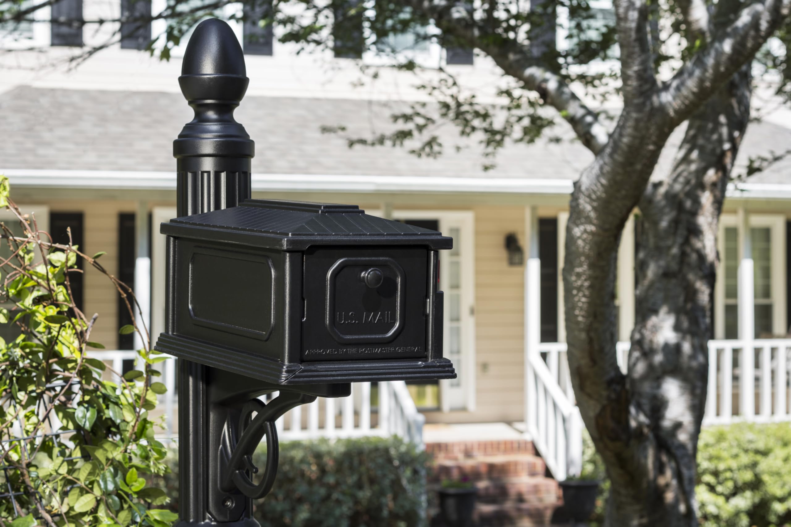 Architectural Mailboxes Stratford Plastic Mailbox and Post Kit, SC000BAM, Black, Medium Capacity