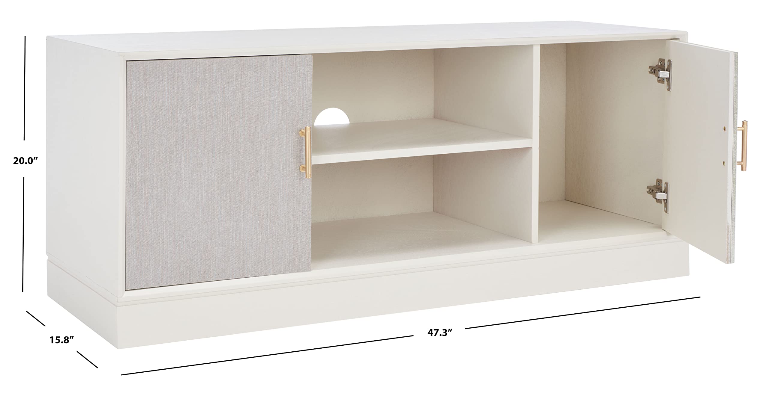 SAFAVIEH Home Collection Estella White 2-Door 1-Shelf Entertainment Media Stand up to 55" Flatscreen TV