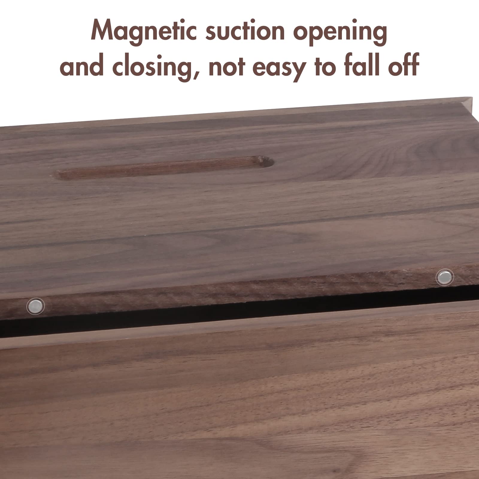 Reviaras Walnut Wood Tissue Box Cover with Slide-Out Bottom - Rectangular for Bathroom, Bedroom, Dinner Table, Office