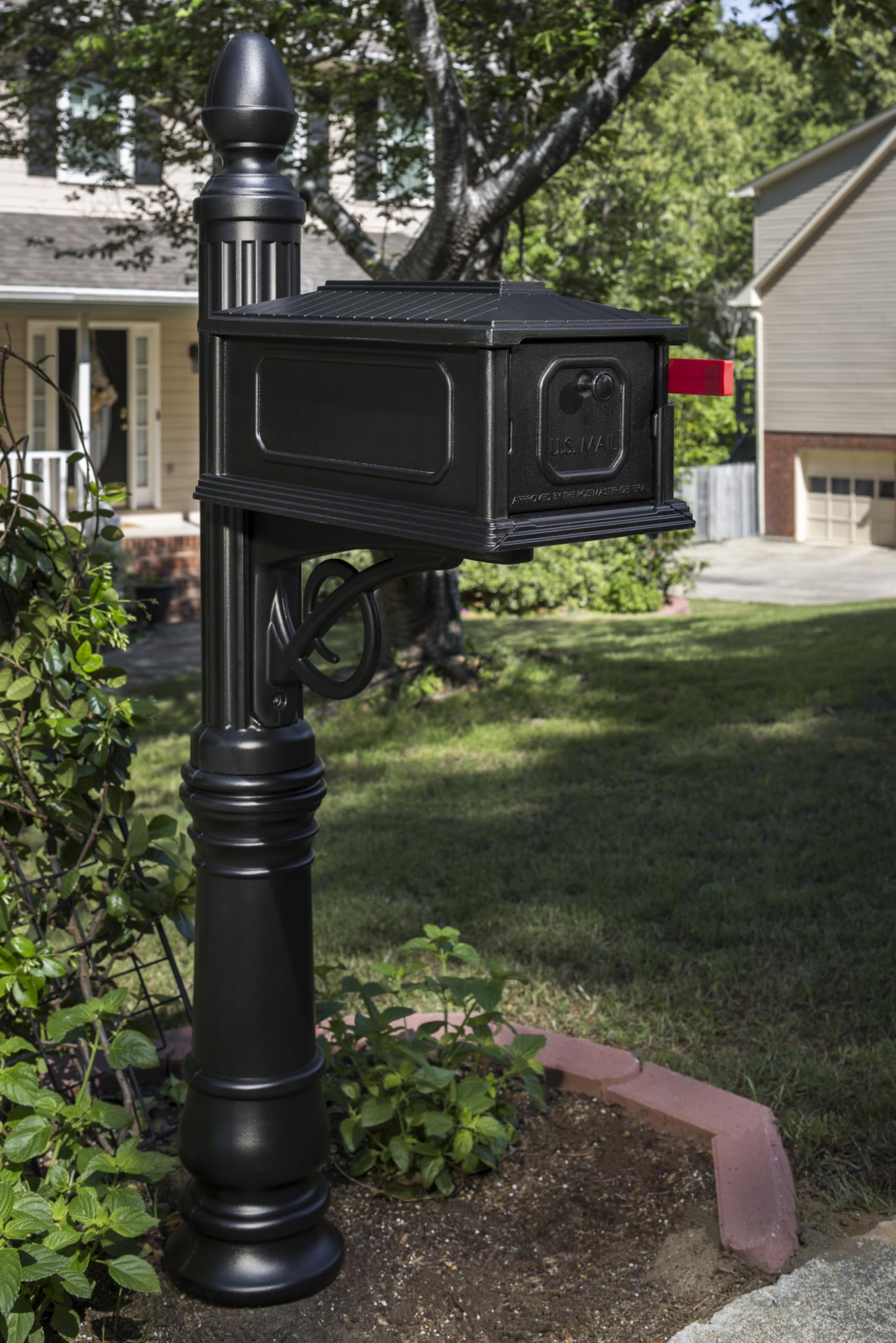 Architectural Mailboxes Stratford Plastic Mailbox and Post Kit, SC000BAM, Black, Medium Capacity