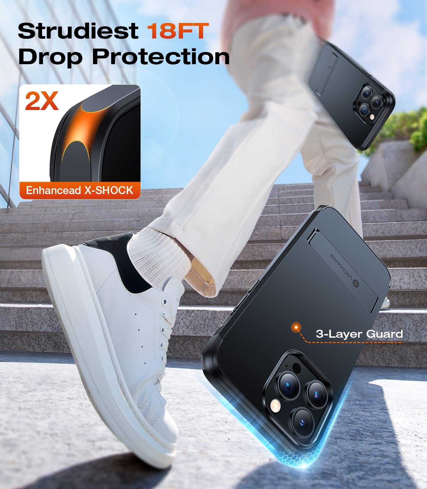 VICMARS for iPhone 14 Pro Max Phone Case Magsafe with Stand, Shockproof iPhone 14 Pro Max Case for Men Women Invisible Magnetic, Built-In Kickstand