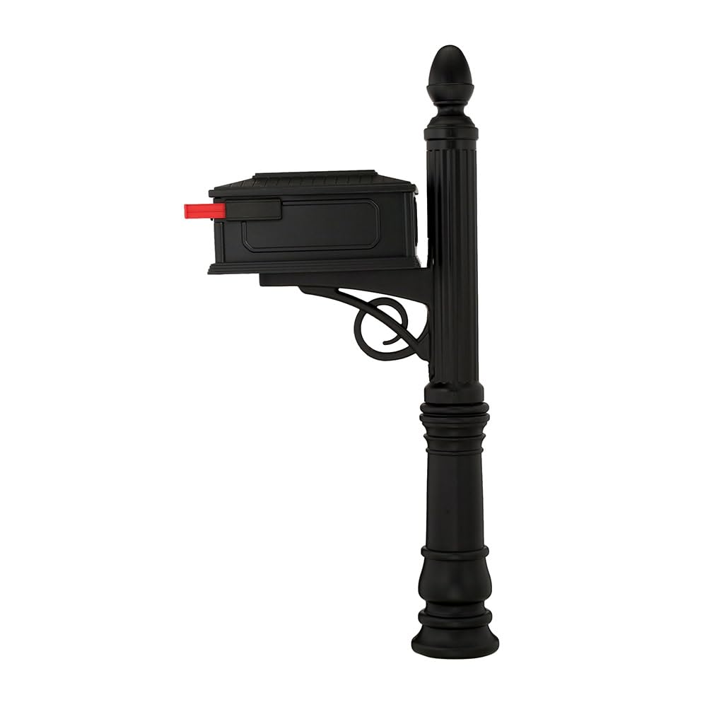 Architectural Mailboxes Stratford Plastic Mailbox and Post Kit, SC000BAM, Black, Medium Capacity