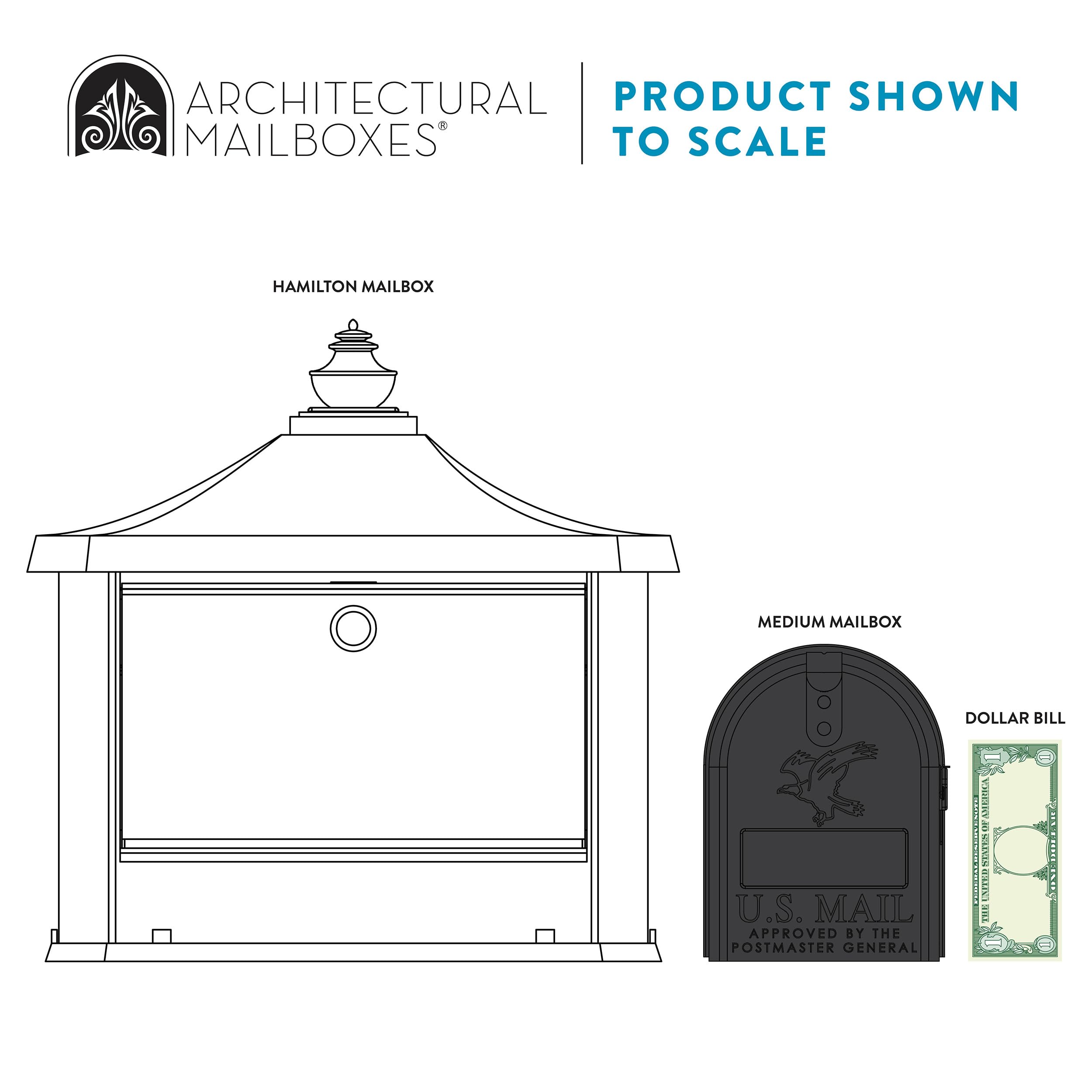 Architectural Mailboxes Hamilton Cast Aluminum, Locking, Post Mount Mailbox, Compatibility Code C, HM200WAM, White, Large Capacity