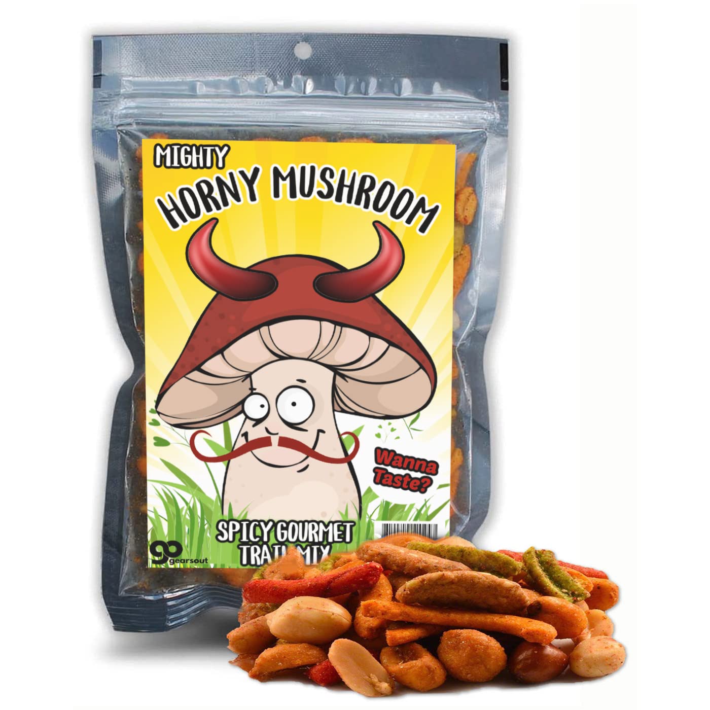 Horny Mushroom Gourmet Trail Mix - Premium Food Gifts for Men - Funny Gag Gift for Mushroom Lovers - Spicy Snack Basket Idea for Adults - Stocking Fillers Women