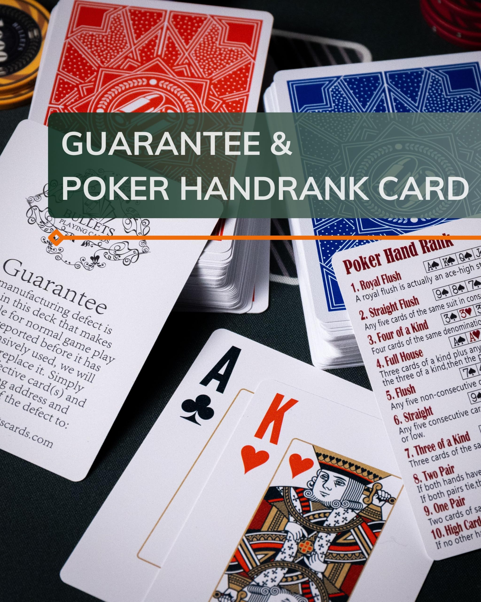 Bullets Playing Cards, Waterproof Plastic Playing Cards, Poker Size Double Pack with Paulie Design, Jumbo Index & Two Pips, Durable Professional Deck for Texas Holdem Poker, Includes Cut Card