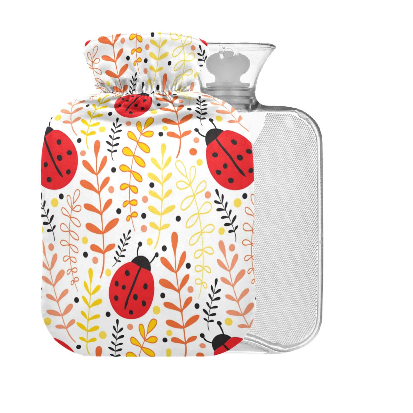 Ladybug Hot Water Bottle with Cover 1L Small Hot Water Bag for Pain Relief Cramps BAP Free