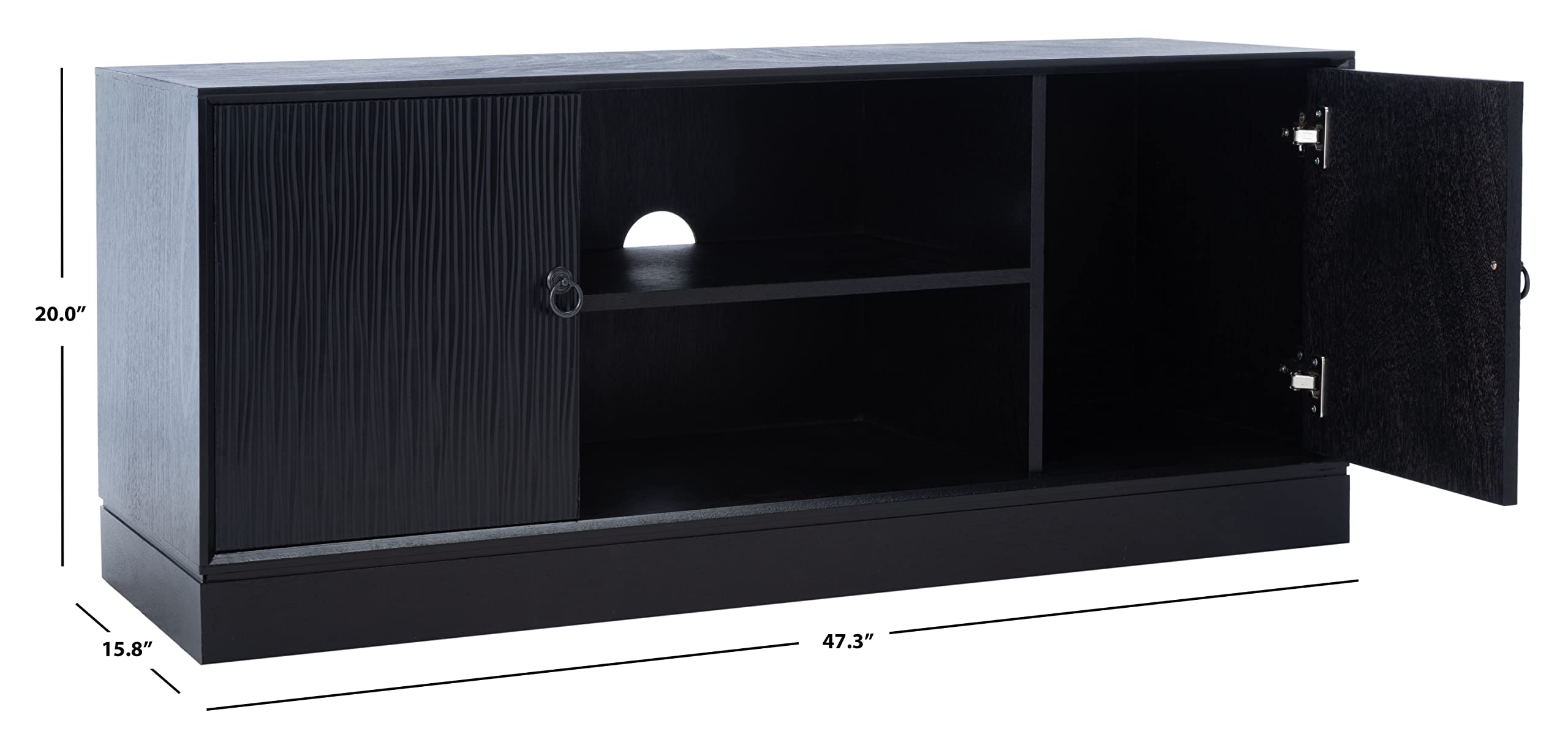 SAFAVIEH Home Collection Aliyah Black 2-Door 1-Shelf Entertainment Media Stand up to 55" Flatscreen TV