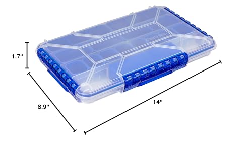 Flambeau Outdoors Terminal Slim Waterproof Ultimate Tuff Tainer | Tackle Storage, 14 Removable Modular Zerust Anti-Corrosion Cups, Micro Terminal Tackle Storage Locker, 14" x 8.9" x 1.7"