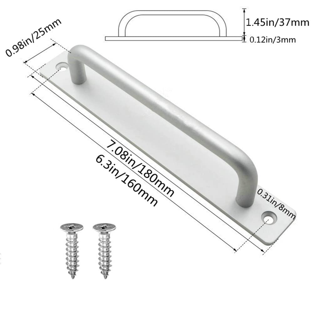 szhdxsy Pack of 2 Aluminium Alloy Sliding Barn Door Handle, Sliding Door Pull Handle,high Performance Handle, Cabinet Door Handles, Drawer knobs, Kitchen Handles,Cabinet Door knobs ,Silver