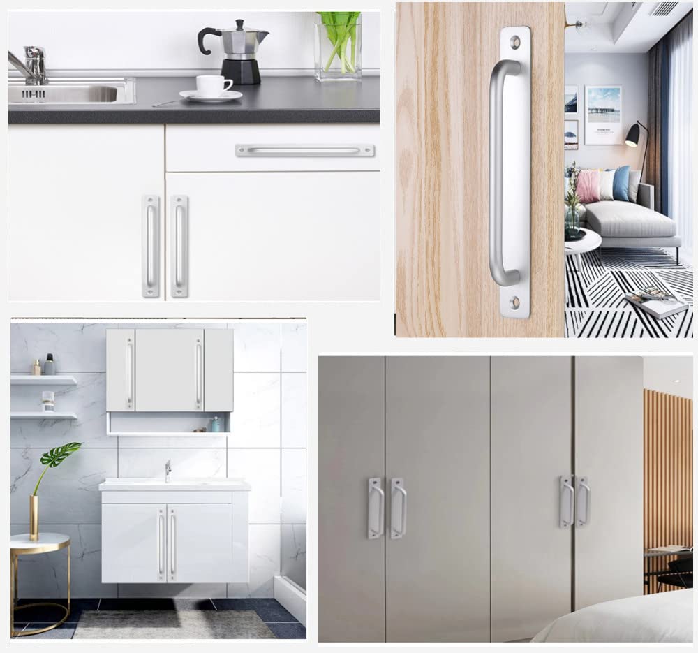 szhdxsy Pack of 2 Aluminium Alloy Sliding Barn Door Handle, Sliding Door Pull Handle,high Performance Handle, Cabinet Door Handles, Drawer knobs, Kitchen Handles,Cabinet Door knobs ,Silver