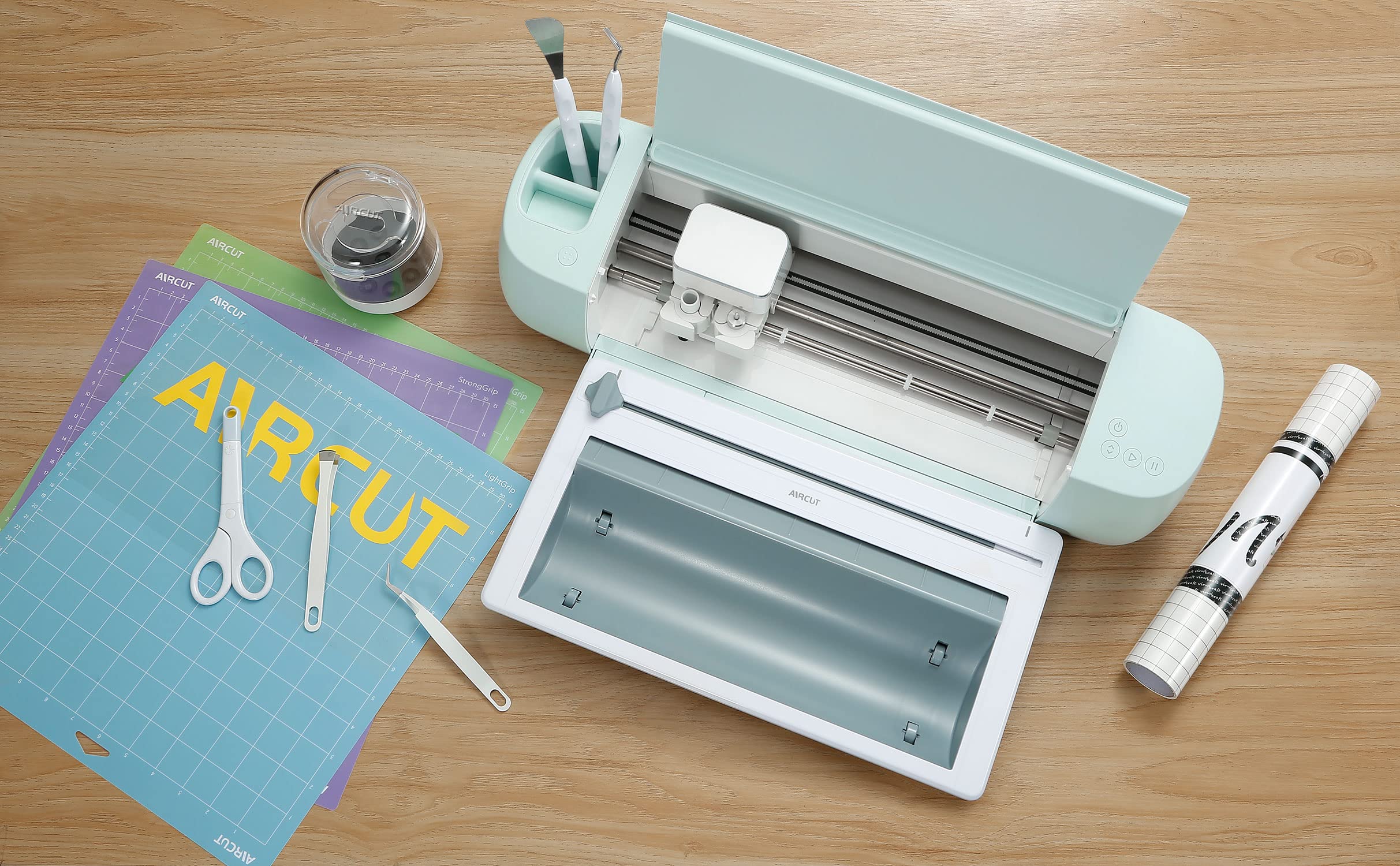 Roll Holder with Cutter Perfect for Smart Vinyl and Heat Transfer Iron On, Vinyl Roll Holder Compatible with Cricut Maker 3 and Explore 3