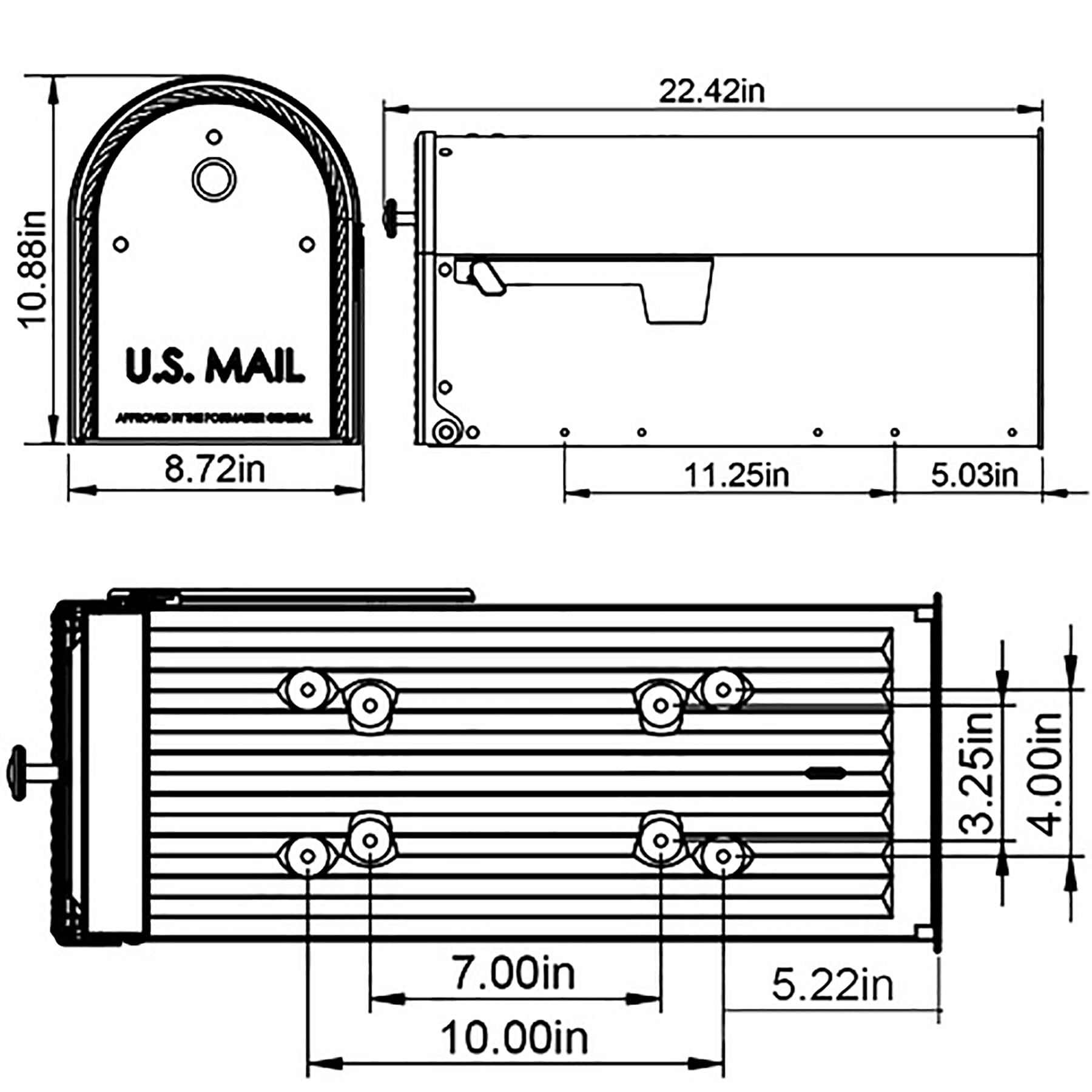 Architectural Mailboxes Edwards Galvanized Steel Post Mount Mailbox, Compatibility Code B, EM160BAM, Black, Large Capacity