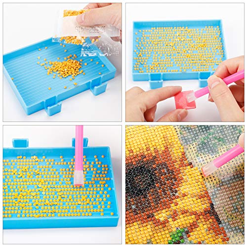 Outuxed 117pcs 5D DIY Diamond Painting Tools and Accessories Kits with Diamond Embroidery Box and Multiple Sizes Painting Pens for Adults to Make Art Craft