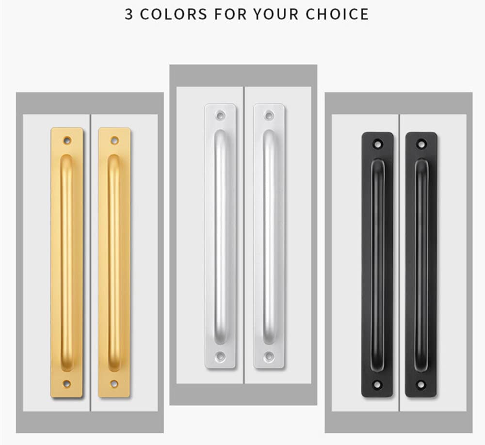 szhdxsy Pack of 2 Aluminium Alloy Sliding Barn Door Handle, Sliding Door Pull Handle,high Performance Handle, Cabinet Door Handles, Drawer knobs, Kitchen Handles,Cabinet Door knobs ,Silver