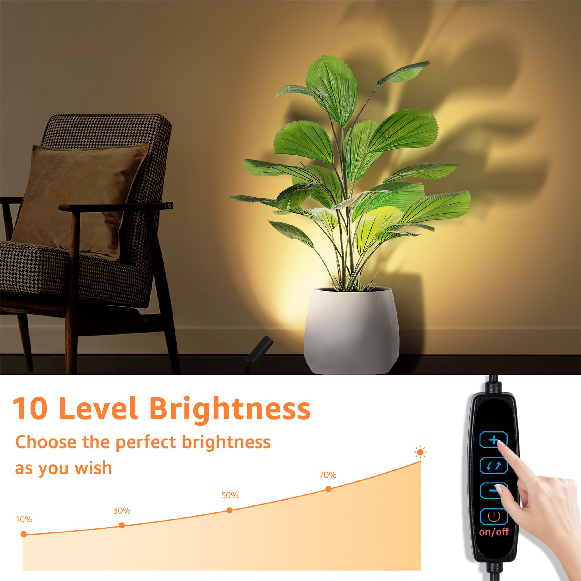 URTOM 3000K/4000K/5000K Adjustable LED Floor Lights for Plants, Pictures, Artwork - 10ft Cord, Dimmable, 2 Pack