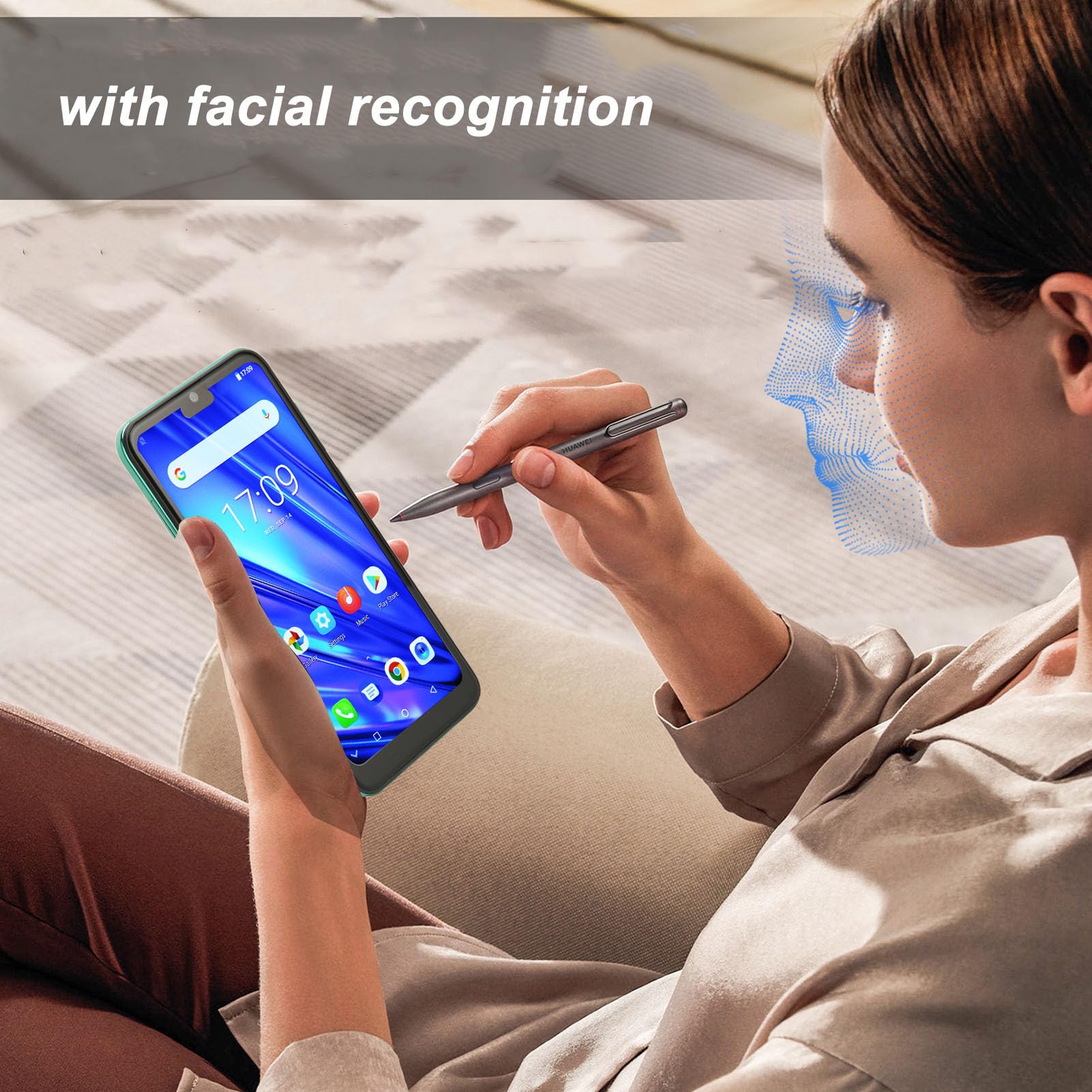 IP14 Pro Smartphone, 6.1in 4GB 32GB ROM Unlocked Smartphone Face Recognition Dual Card Dual Standby Cellphone, Great Gifts for Parents (Green)
