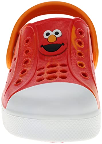 Sesame Street Toddler Clogs, Indoor Outdoor Shoes Easy On with Backstrap, Elmo Red Marble Print, Toddler Size 9